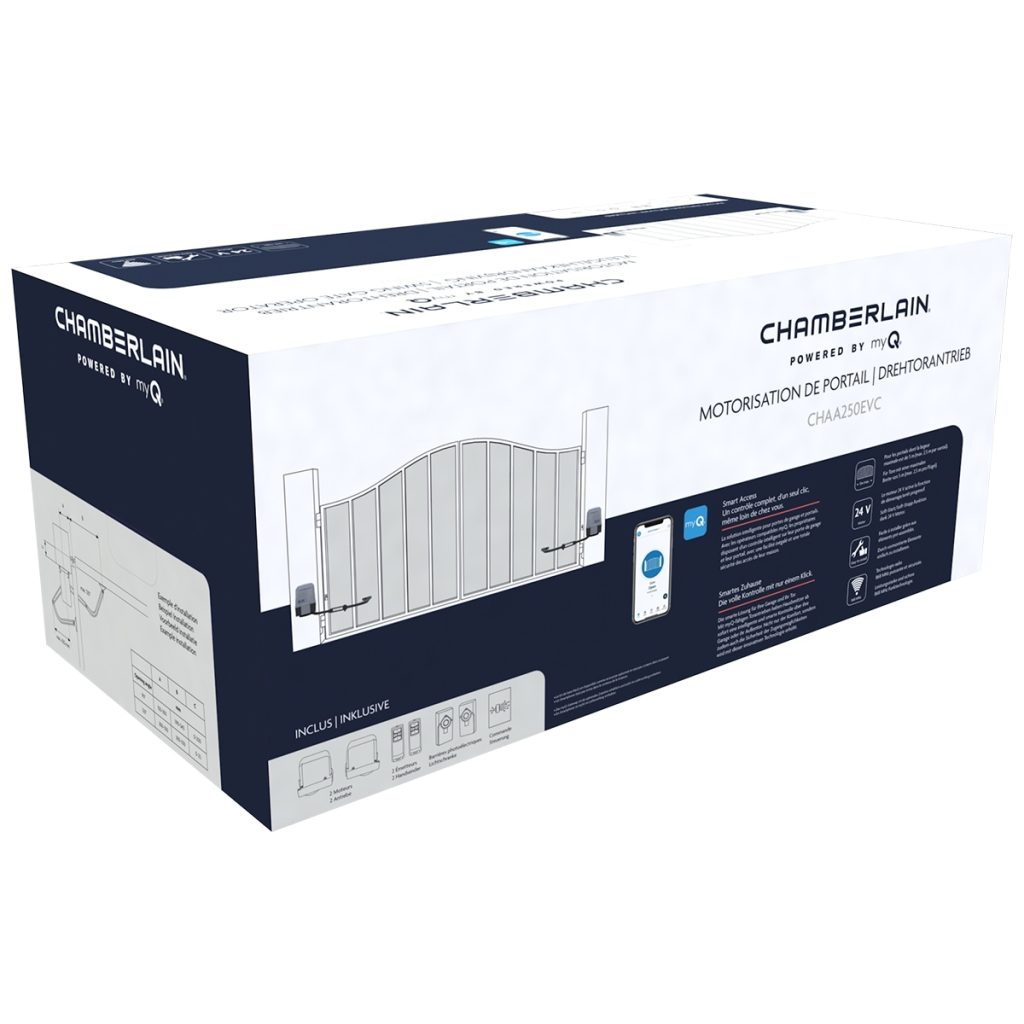 Chamberlain CHAA250EVC Double Swing Gate Opener Kit – myQ Compatible ...